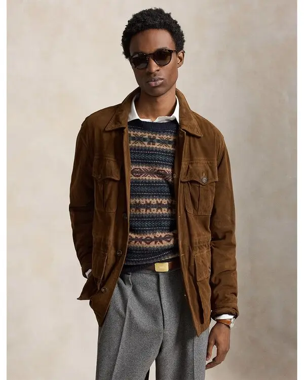Polo Ralph Lauren Suede Leather Cargo Pocket Utility Jacket