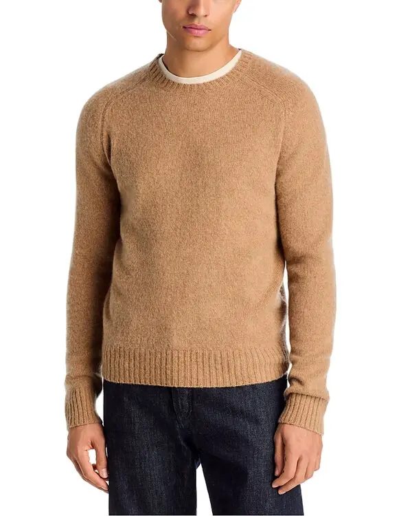 Polo Ralph Lauren Suede Elbow Patch Wool Blend Crewneck Sweater - Crouton Tan Heather