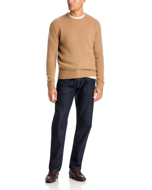 Polo Ralph Lauren Suede Elbow Patch Wool Blend Crewneck Sweater - Crouton Tan Heather