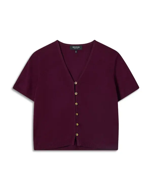Whistles Short Sleeve Button Front Knit Top