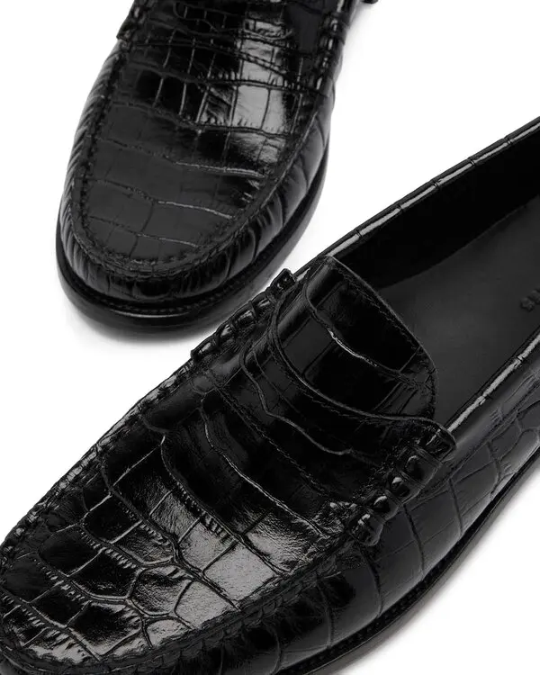 Whistles Manny Croco Embossed Leather Loafers