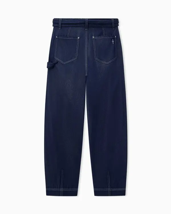 Giorgio Armani Cargo Jeans With A Belt In Denim-effect Lyocell Gabardine
