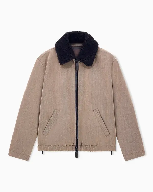 Giorgio Armani Blouson Jacket Regular Fit In Mouliné Virgin Wool