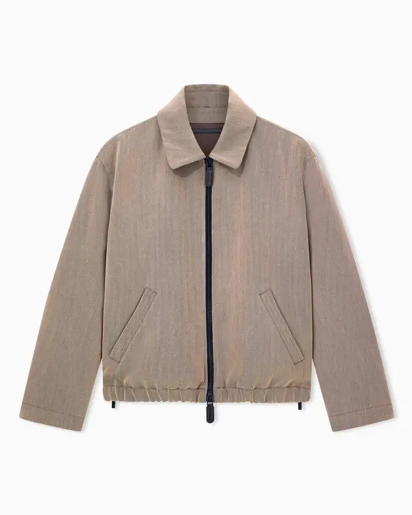 Giorgio Armani Blouson Jacket Regular Fit In Mouliné Virgin Wool