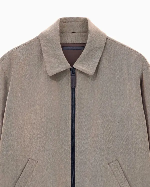 Giorgio Armani Blouson Jacket Regular Fit In Mouliné Virgin Wool