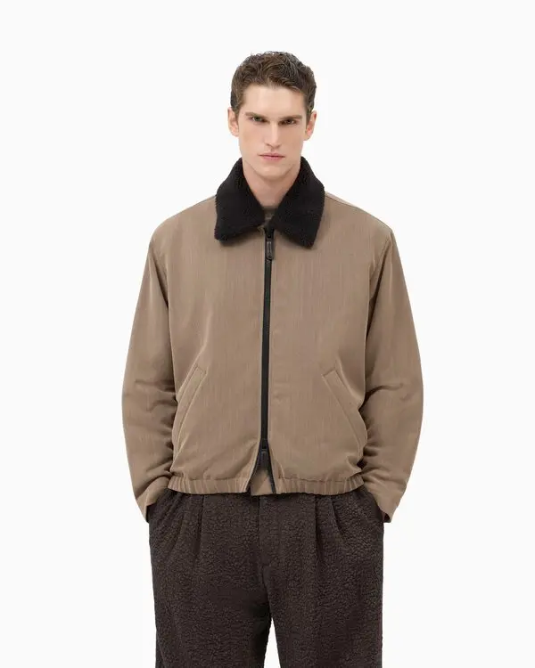 Giorgio Armani Mouliné Virgin Wool Regular Fit Blouson Jacket