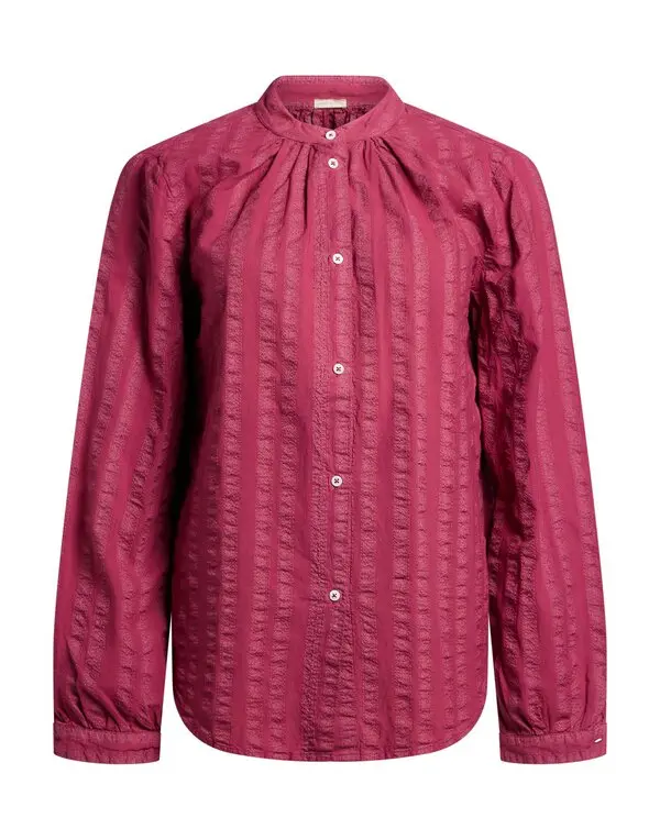 Massimo Alba Cotton And Polyamide Seersucker Mandarin Collar Shirt