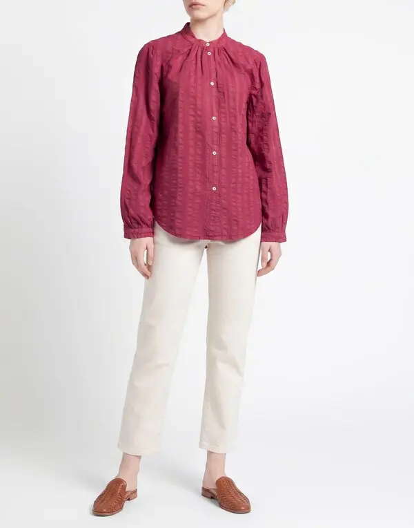 Massimo Alba Cotton And Polyamide Seersucker Mandarin Collar Shirt