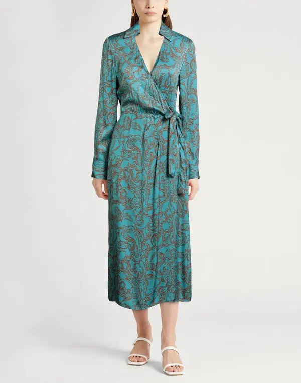 Liu Jo Midi Dress Deep Teal Size Viscose