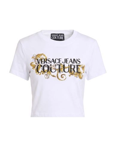 Versace Cotton Blend Logo Crop Tee - White