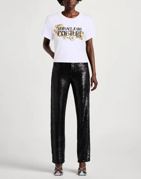 Versace Cotton Blend Logo Crop Tee