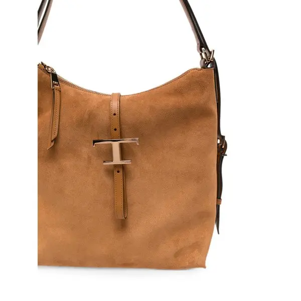 TOD'S Small T Timeless Suede Shoulder Bag