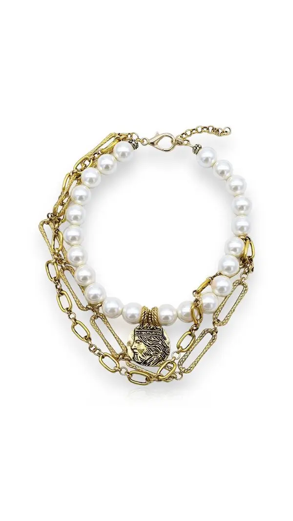 BAYEMEYC Coin Pearl Necklace