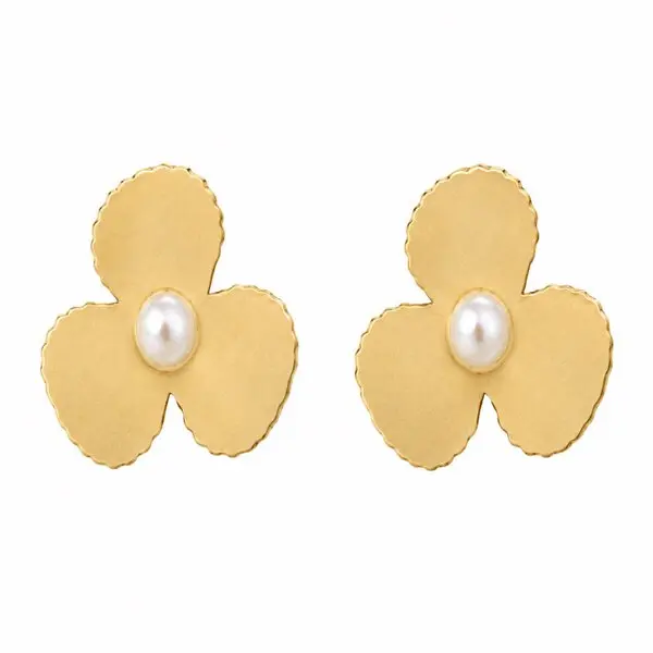 SILVER MOON Trillium Gold Vermeil Pearl Earrings - White/gold