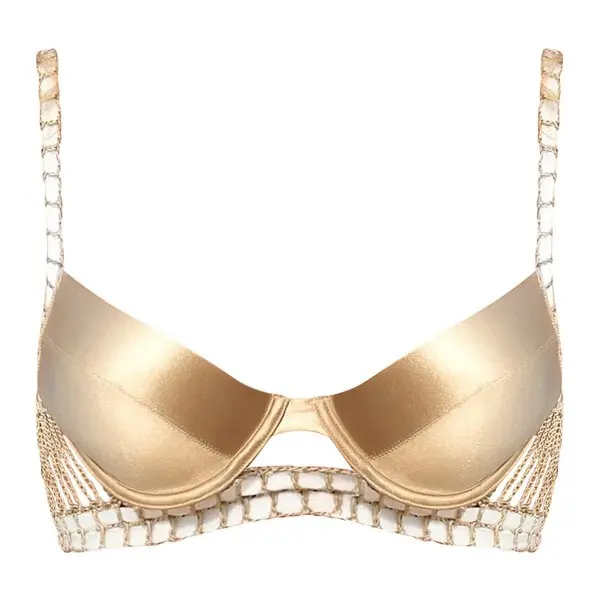 LUXSEA SWIMWEAR Talia Shimmer Crochet Push Up Bikini Top - Gold