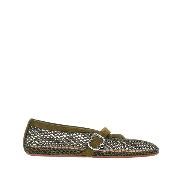 Alaïa Fishnet Ballerina Flats - Green