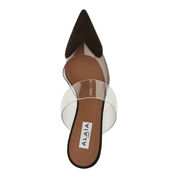Alaïa Suede Leather Le Coeur Wedge Mules - Brown