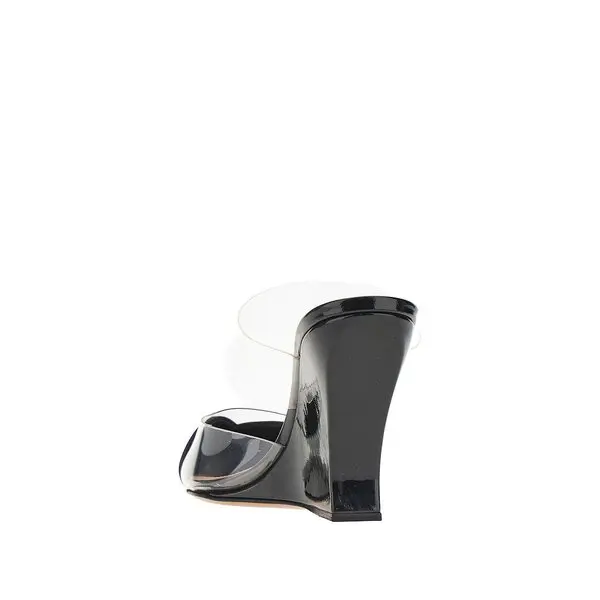 Alaïa Pvc And Leather Le Coeur Wedge Mules - Black