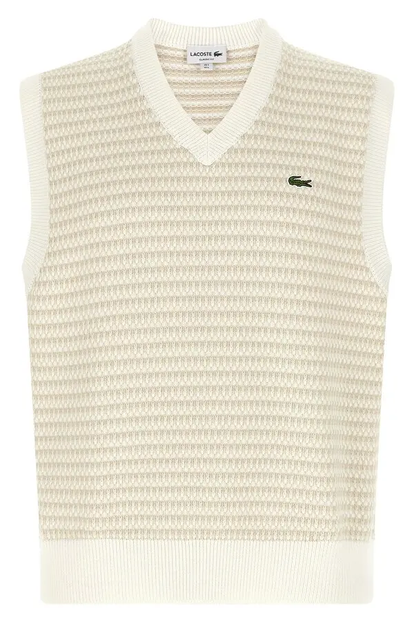 Lacoste Honeycomb Jacquard Knit Vest - Beige