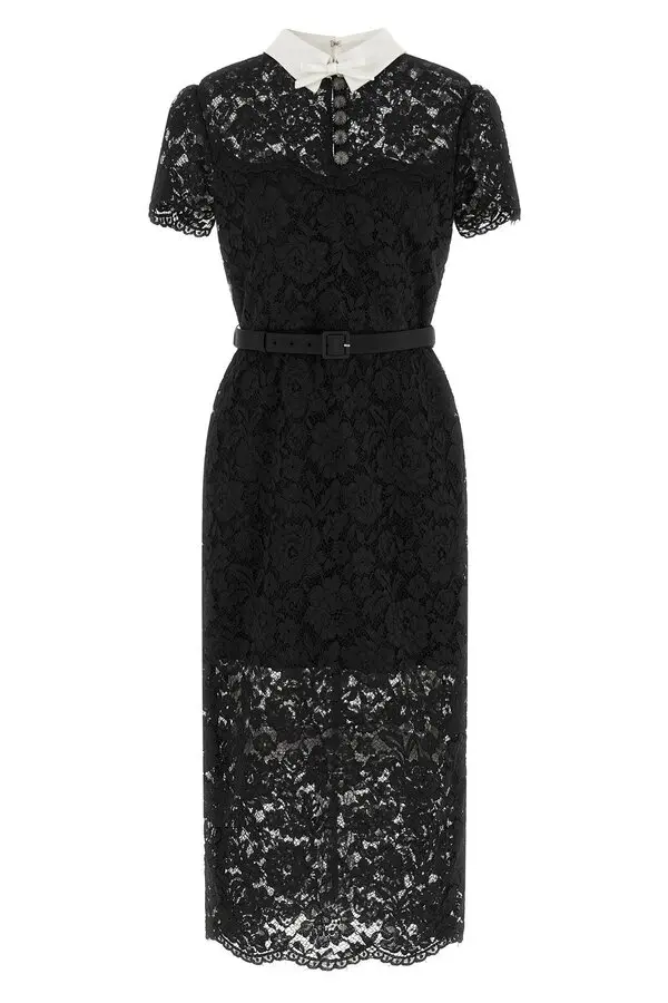 SELF-PORTRAIT Lace Midi Dress With Collar