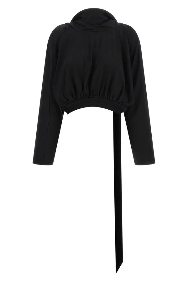 Rick Owens Cropped Hooded Top' Long Sleeve Sweater