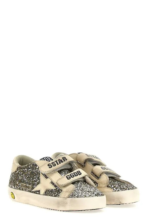 GOLDEN GOOSE Leather And Glitter Old School Sneakers