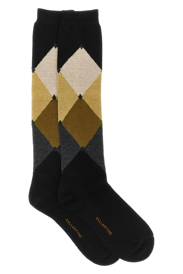 BALLANTYNE Diamond Pattern Knee High Socks - Black