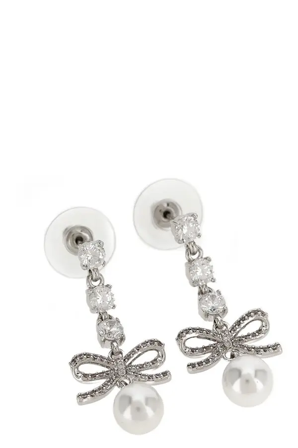 SELF-PORTRAIT Bow Crystal Charm' Earrings