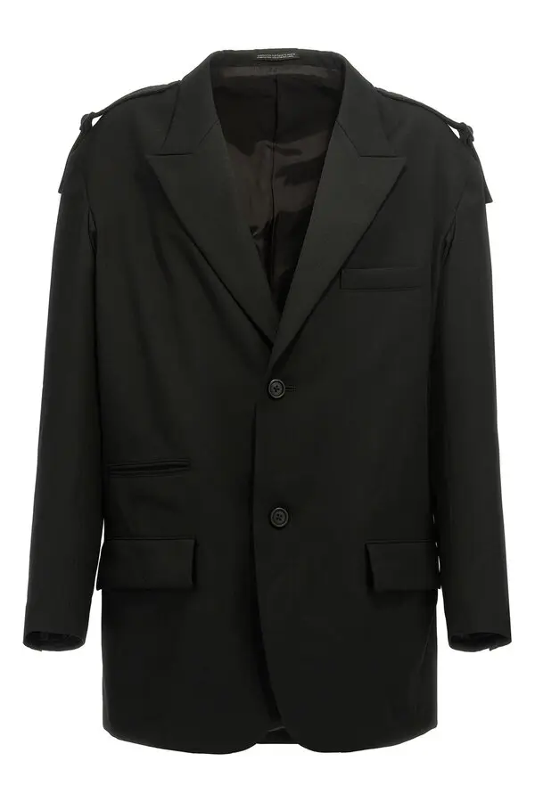 Yohji Yamamoto Single-breasted Blazer With Strap Detail