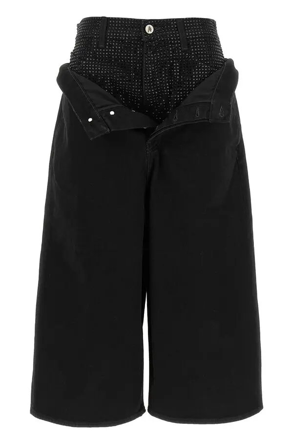 Attico Crystal Insert Cropped Jeans