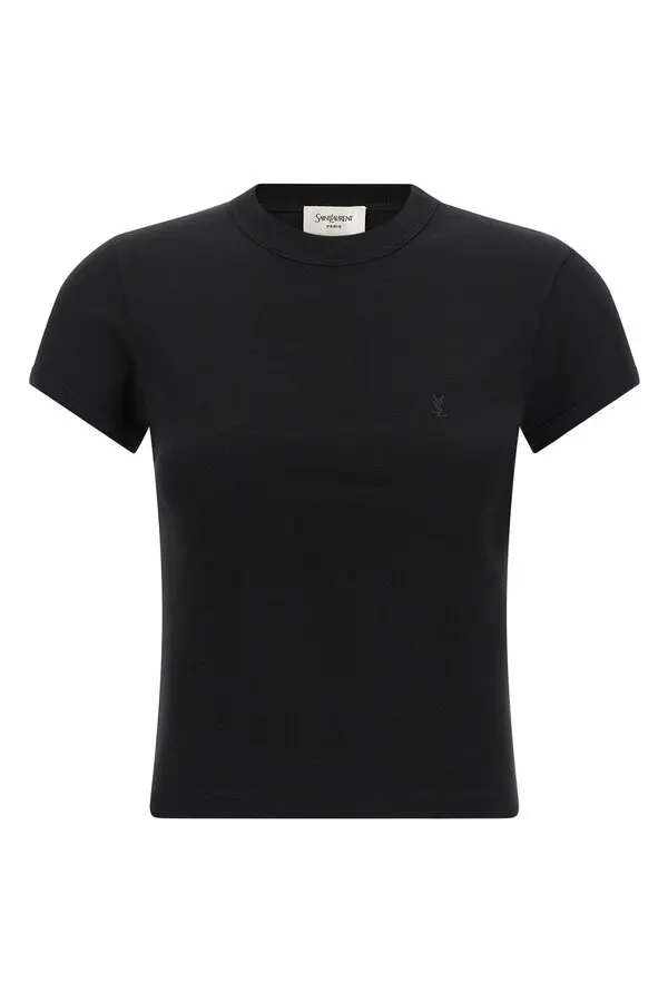 Saint Laurent Cassandre Cotton T-shirt - Black