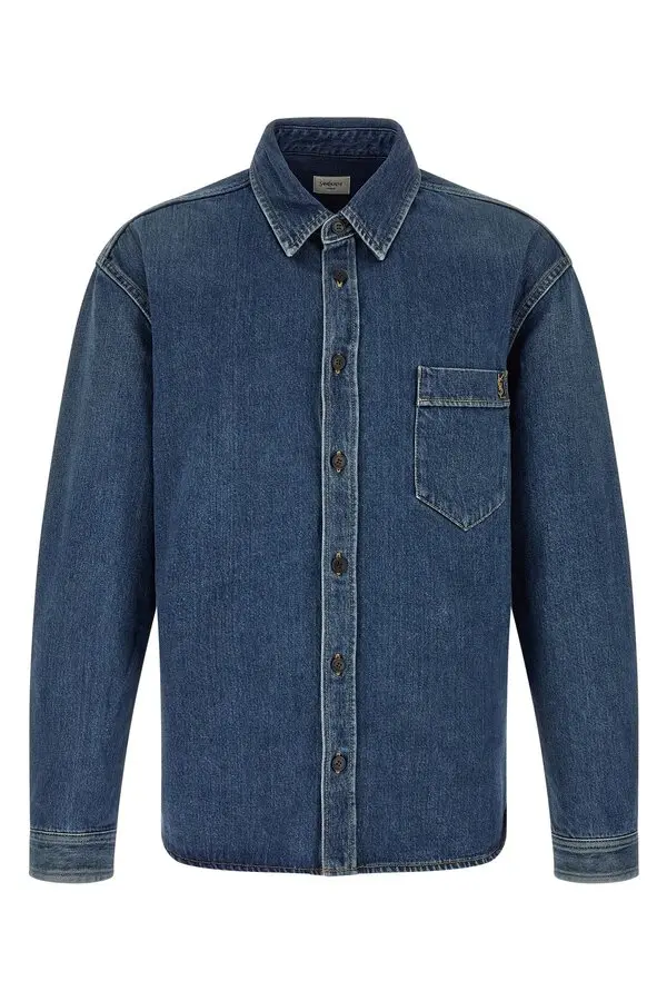 Saint Laurent Cassandre' Denim Shirt - Blue