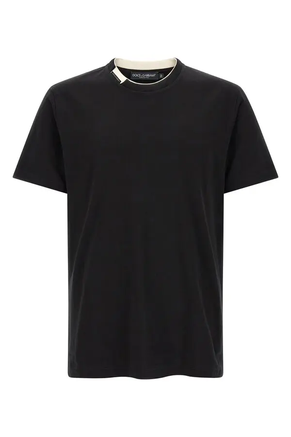 Dolce & Gabbana Double-layer Collar T-shirt - Black
