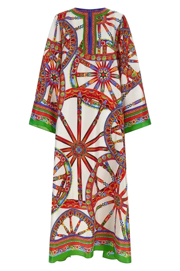Dolce & Gabbana Carretto Print Silk Maxi Dress - Multi