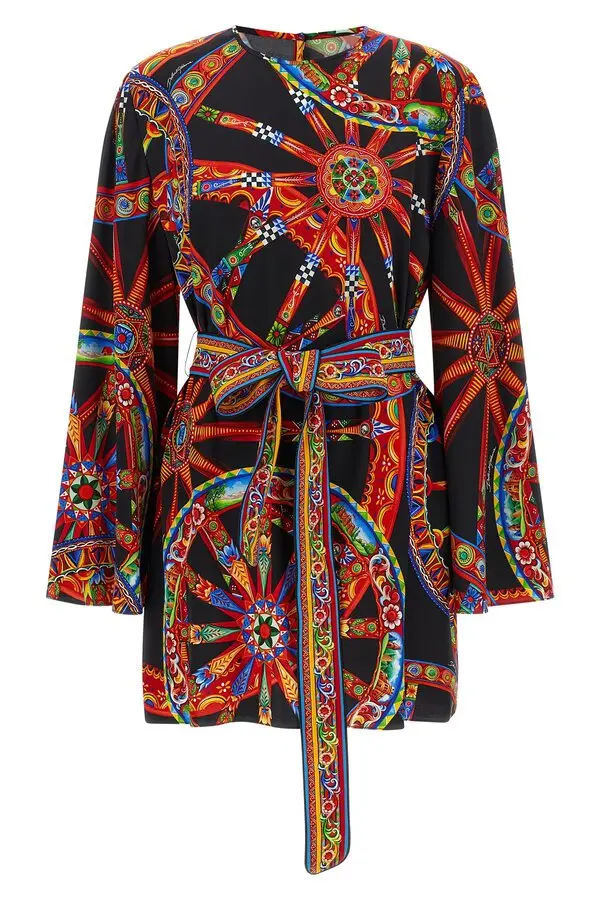 Dolce & Gabbana Carretto Print Silk Dress - Multi
