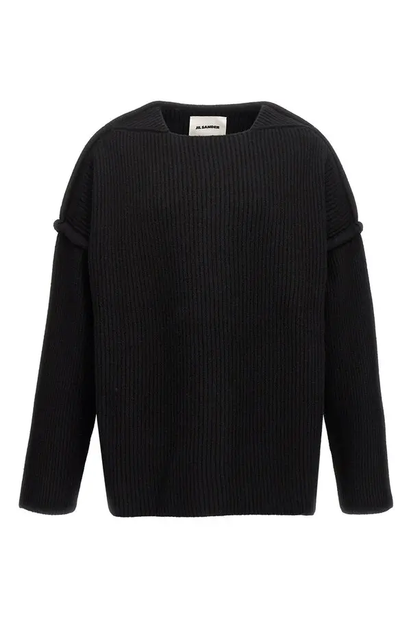 JIL SANDER Geometric Neckline Sweater - Black