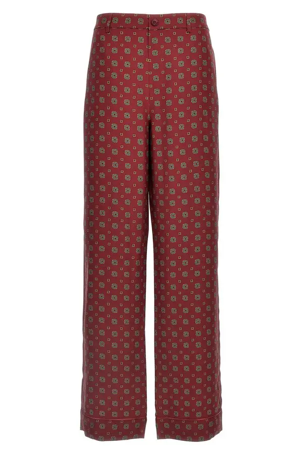Moschino Patterned Silk Trousers - Bordeaux