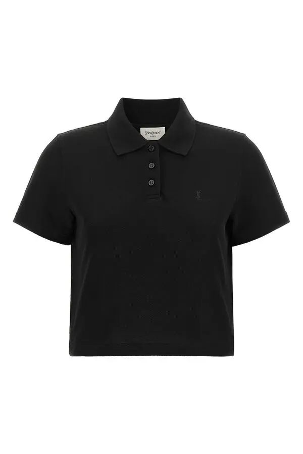 Saint Laurent Cassandre Crop Polo Shirt