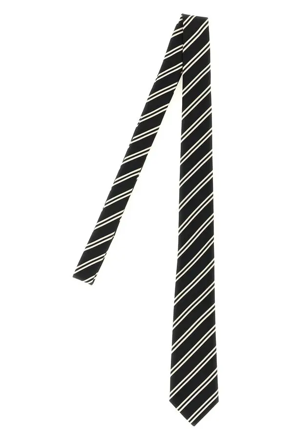 Saint Laurent Striped Neck Tie - Black