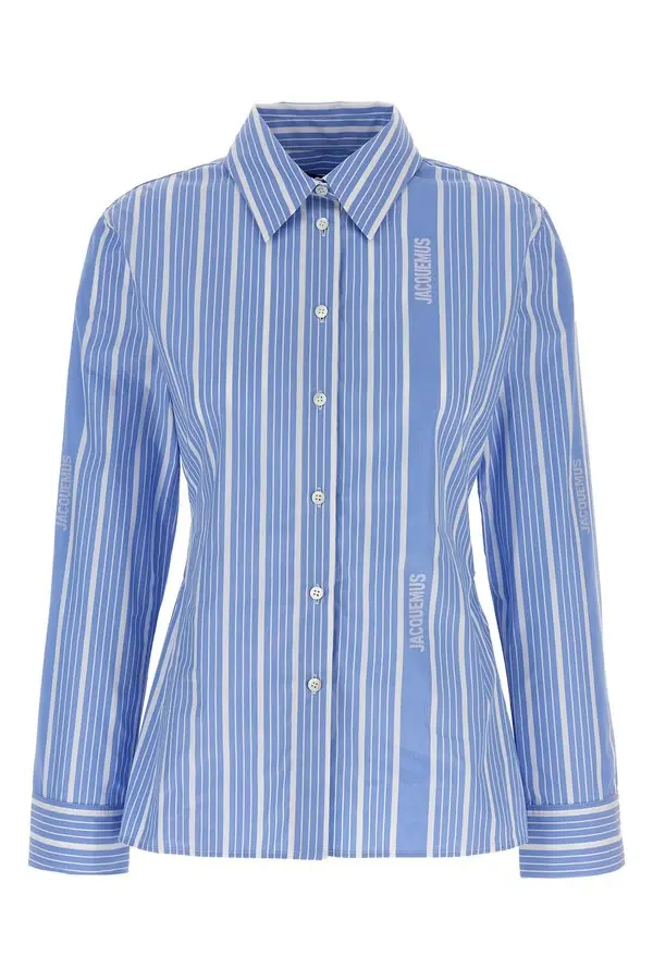 Jacquemus Striped Cotton Poplin Shirt - Light Blue