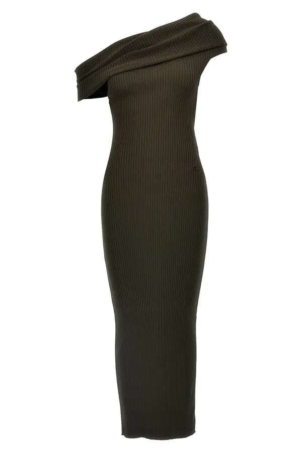 COURREGES Twist Rib Knit Long Dress