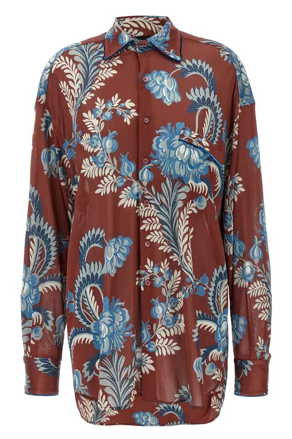 Etro Floral Foliage Crepe Jersey Shirt