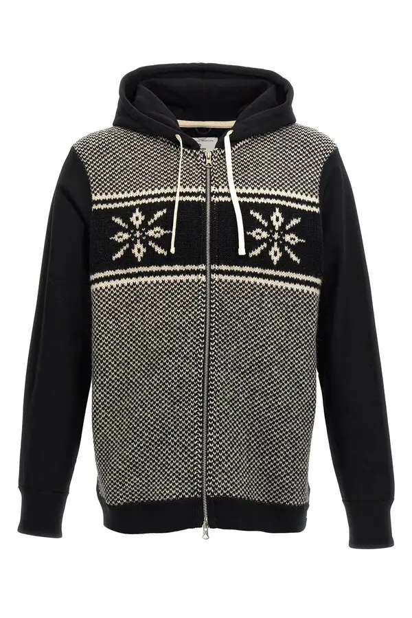Junya Watanabe Jacquard Insert Hoodie - White/black
