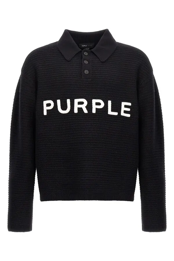 PURPLE BRAND Logo Embroidery Sweater - Black