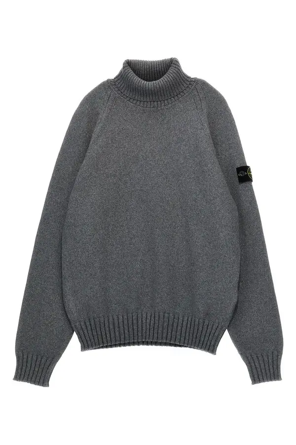 Stone Island Logo Badge Sweater - Gray