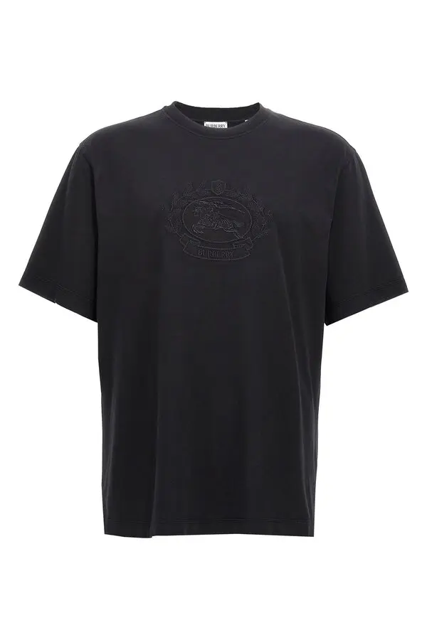 Burberry Logo Embroidery T-shirt - Black
