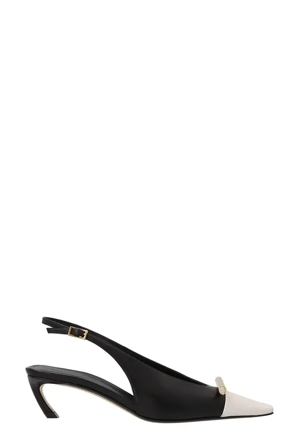 LANVIN Bico Leather Slingbacks - White/black