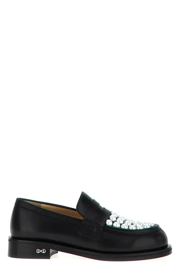 Mach & Mach Sirene Leather Loafers - White/black