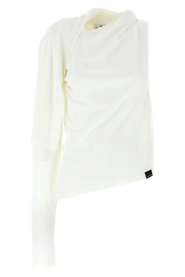 COURREGES Asymmetric Off The Shoulder Cotton T-shirt