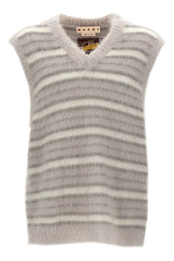Marni Striped Mohair Blend Vest - Gray